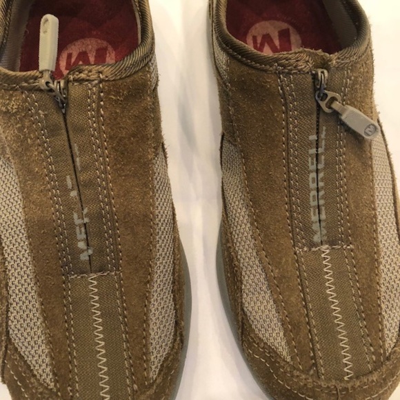 Merrell | Shoes | Merrell Leather Loafers Zip Front Casual Walking ...